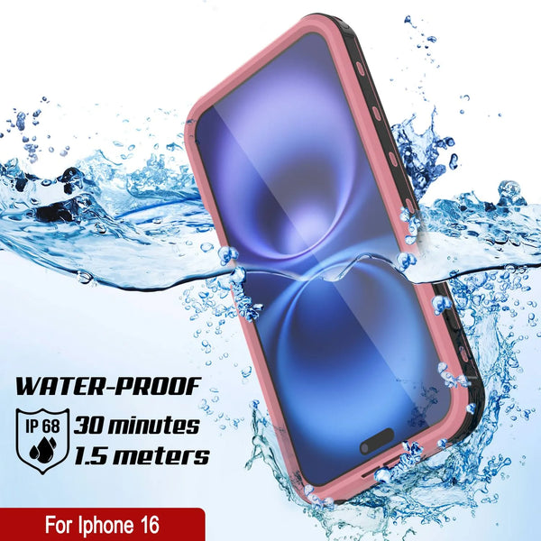 iPhone 16 Waterproof IP68 Case, Punkcase [Pink] [StudStar Series] [Sli ...