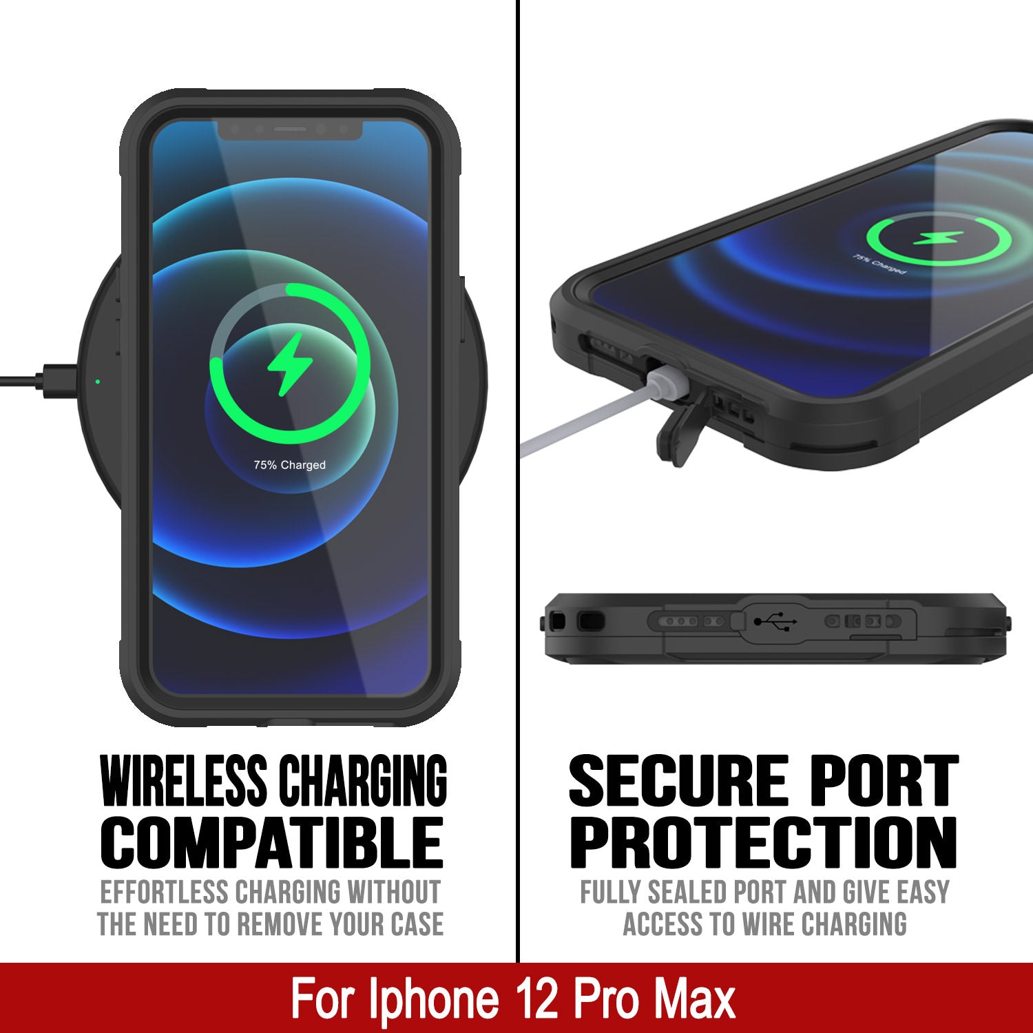 Iphone 12 Pro Max Waterproof Ip68 Case Punkcase [black] [maximus Seri